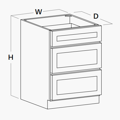 3 Drawer Base Cabinet - Central Cabinets Direct | RTA Cabinets